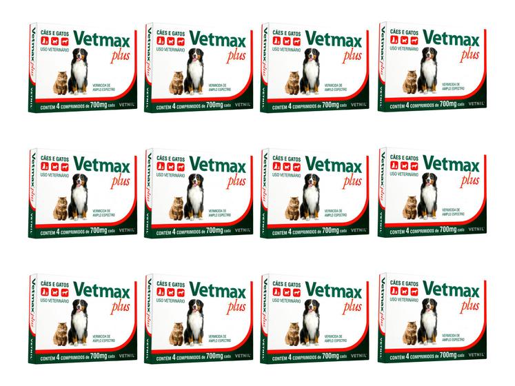 Vetmax Plus Vetnil 700 Mg - 4 Comprimidos - 12 Unidades - Vermífugo ...