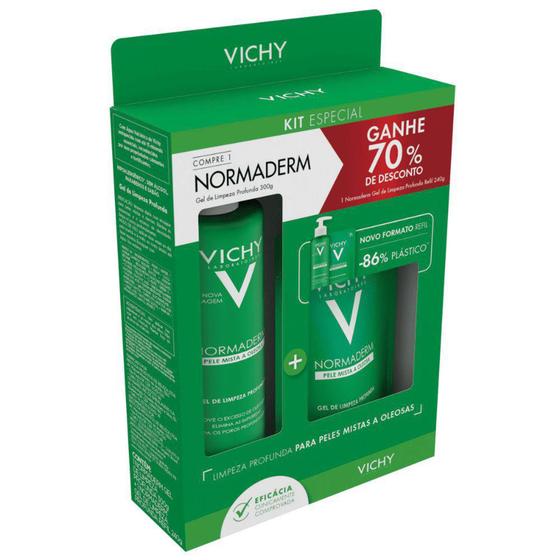Vichy Kit Normaderm Gel de Limpeza Profunda 300g + Refil 240g ...