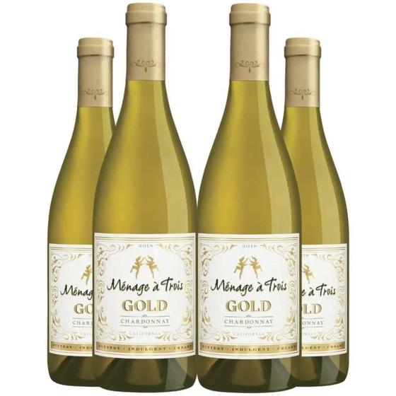Vinho Branco Menage A Trois Gold Chardonnay 750ml Kit 4 Garrafas ...