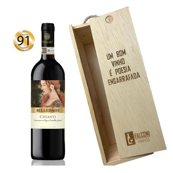 Vinho Italiano Chianti DOCG Belledayse 2020 com Caixa de madeira Pinus ...
