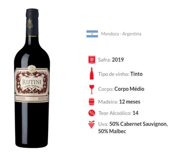Vinho Tinto Argentino Rutini Cabernet Sauvignon/Malbec 750ml - Vinho ...