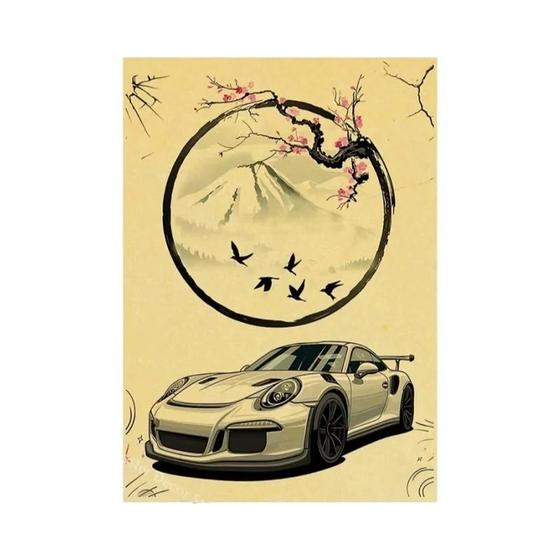 Vintage JDM Samurai Car Anime Moon Poster Japão Racing Carros Japoneses ...
