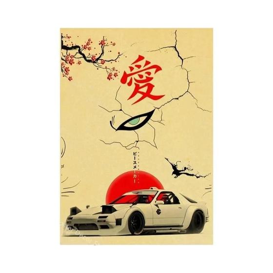 Vintage JDM Samurai Car Anime Moon Poster Japão Racing Carros Japoneses ...