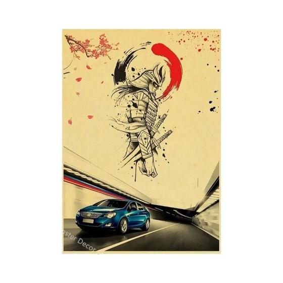 Vintage JDM Samurai Car Anime Moon Poster Japão Racing Carros Japoneses ...