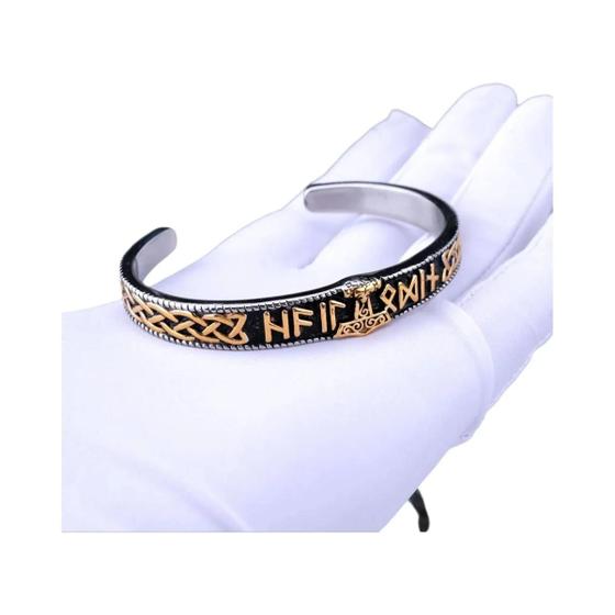 Vintage Viking Thor Martelo Runa Pulseira De Aço Inoxidável Nórdico ...