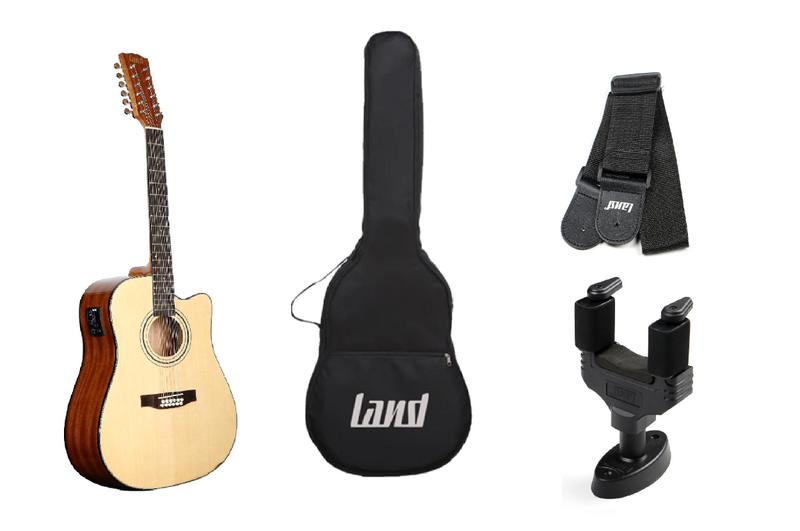 Violao Folk 12 Cordas Eletrico Land L-12X-50 + Acessórios - Violão ...