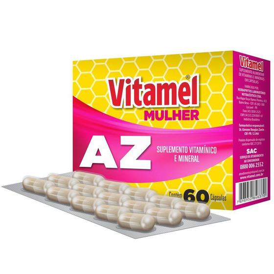 Vitamel Mulher A-Z Suplemento Vitamínico e Mineral c/ 60 Cápsulas ...