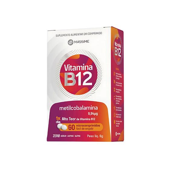 Vitamina B12 9,94MCG - 60 Microcomprimidos Metilcobalamina Pura - Dose Máxima - Massime ...