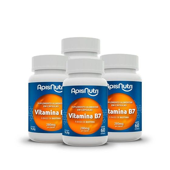 Vitamina B7 Suplemento Alimentar de Biotina Kit 4 unidades 60 Cápsulas ...