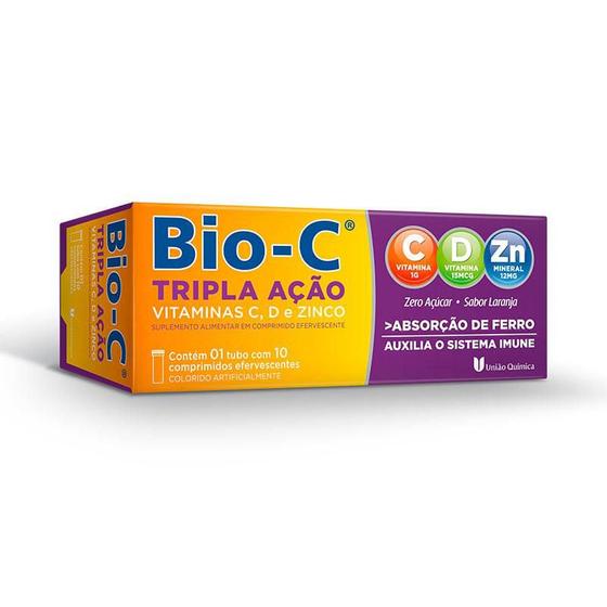 Vitamina C Bio-C Tripla Ação 10 Comprimidos Efervescentes - Bio C ...
