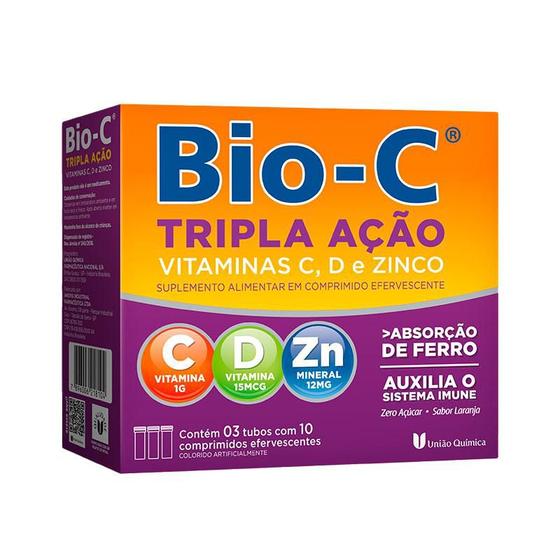 Vitamina C Bio-C Tripla Ação 30 Comprimidos Efervescentes - Bio C ...