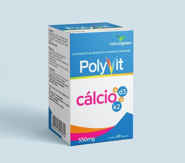 Vitamina CÁLCIO +D3 + K2 60 cápsulas 600mg Multivitamínico OSSOS ...