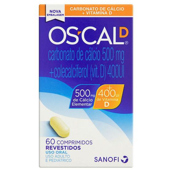 Vitamina D + Cálcio Os-Cal D 500mg + 400Ui com 60 Comprimidos - Sanofi ...