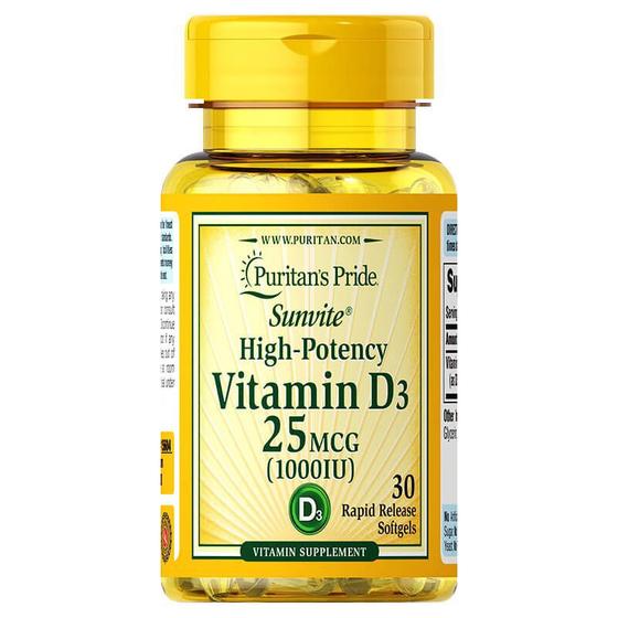 Vitamina D3 25 mcg (1000 UI) Puritan's Pride, 100 capsulas - Vitaminas ...