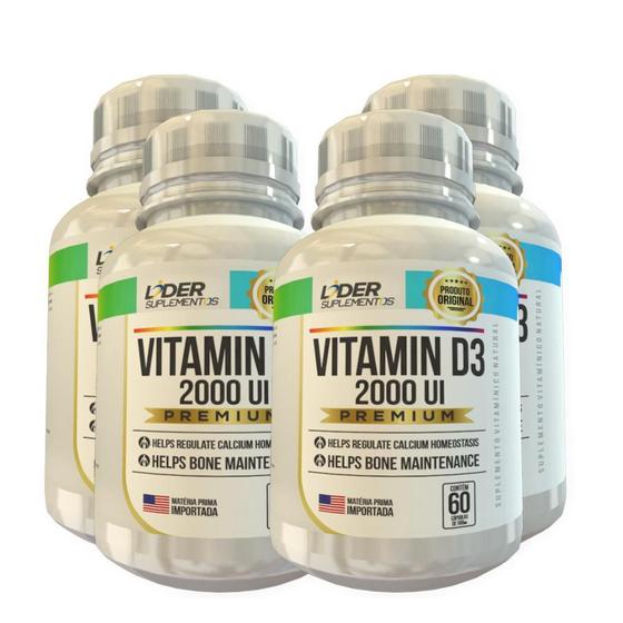 Vitamina D3 Caps 2000Ui 500Mg 60 Cápsulas Kit Com 4 Potes - Lider ...