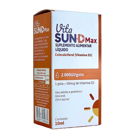 Vitamina D3 Colecalciferol VITASUN D MAX 2000UI/gota 10ml - MERCOFARMA ...