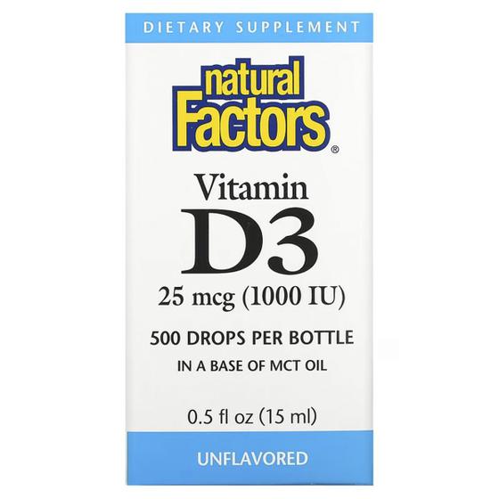 Vitamina D3 Gotas 25mcg 1.000 000 ui 15ml Natural Factors - Natural Factors - Vitaminas A-Z ...