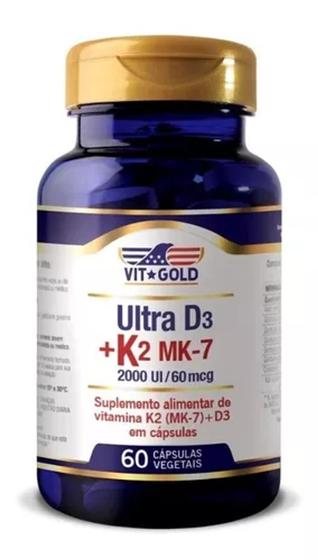 Vitamina K2 60mcg + D3 2000ui Vitgold 60 Capsulas - VIT+GOLD - Vitaminas A-Z - Magazine Luiza