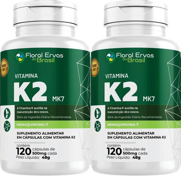 Vitamina K2 Mk7 240 Cápsulas Menaquinona 7 2 x 120 caps 500mg - Floral ...