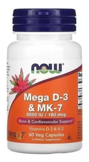 Vitamina Mega D3 5000 Ui & Mk-7 180mcg 60 Capsulas Now Foods ...