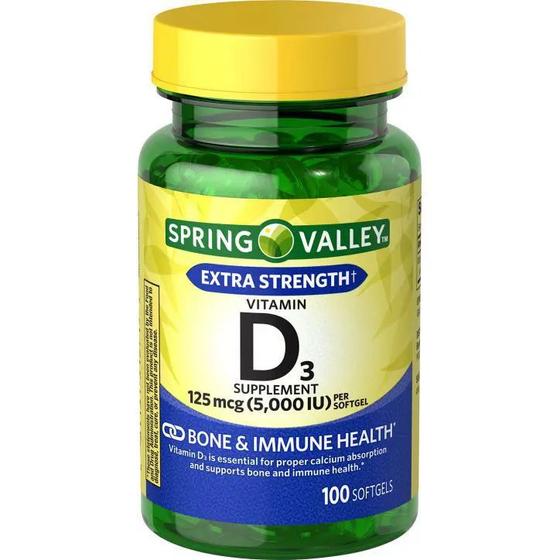 Vitamina Spring Valley D3 5000iu 125mcg 100 Softgels - Vitaminas A-Z ...