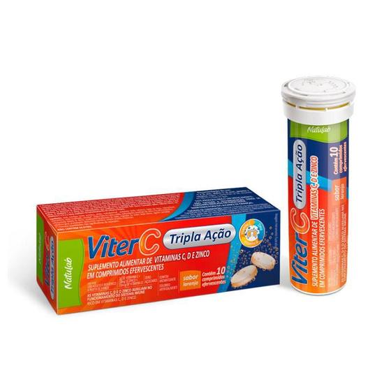 Viter C Tripla Ação Sabor Laranja 10 Comprimidos Efervescentes ...