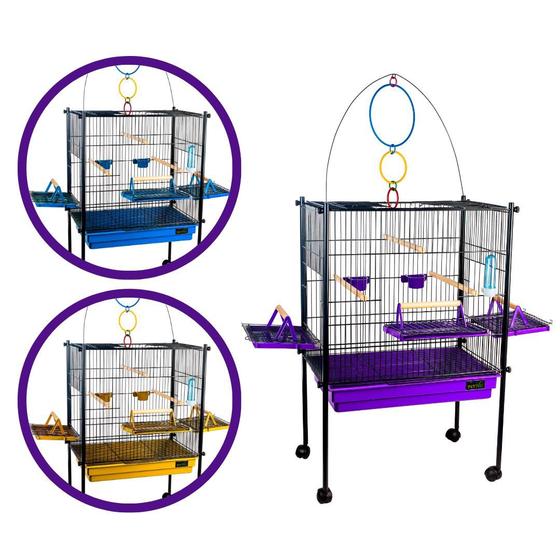 Viveiro Grande Gaiola Triplex Black Para Calopsita Periquito Pássaros ...