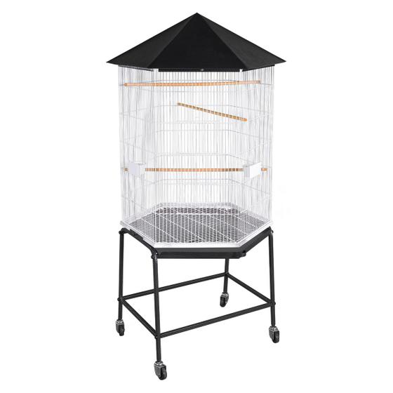 Viveiro Grande Para Pássaros Quatiguá 3 Poleiros 2 Comedouros Branco ...