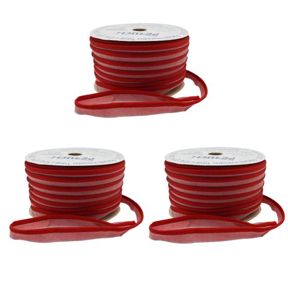 Vivo Peruchi Ideal P/ Uniformes Rolo 50 metros Cor Vermelho - 03 Unidades - Elástico e Lastex ...