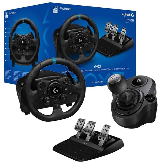 Volante Logitech G923 com pedal + Câmbio Driving Force Shifter para PS5 ...