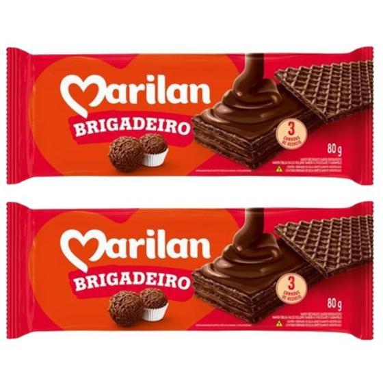 Wafer Bolacha 3 Camadas de Recheio Sabor Brigadeiro Kit 160g - Marilan ...
