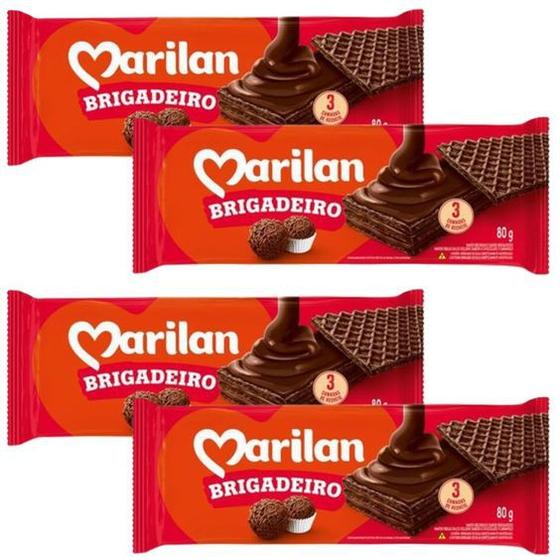Wafer Recheado Crocante Sabor Brigadeiro Kit 4 Unidades 80g - Marilan ...
