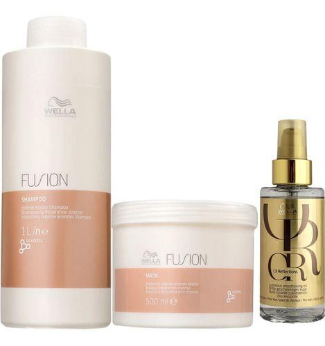 Wella Fusion Kit Sha 1000ml+ Masc 500g+ Oil Reflectio 100ml - Kit de ...