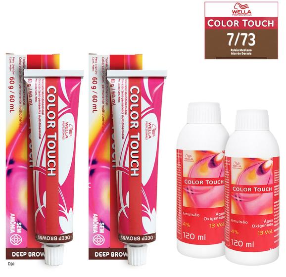Wella Kit c/2 Color Touch Tonalizante 7/73 Louro Médio Marrom Dourado ...