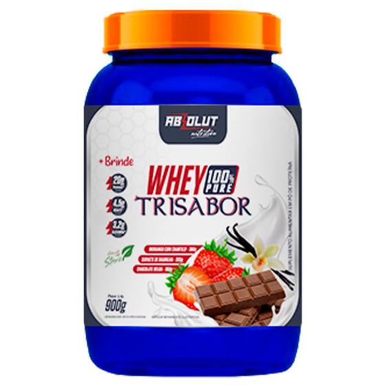 Whey 100% Concentrado Trisabor Baunilha, Chocolate, Morango 900g - Absolut Nutrition - ABSOLUT ...