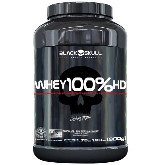 Whey 100%HD BlackSkull - 900g - Proteína Isolada - Concentrada - Hidrolisada - Whey Protein ...