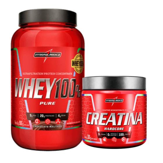 Whey 100% Integralmedica + Creatina Integralmedica + Coqueteleira ...