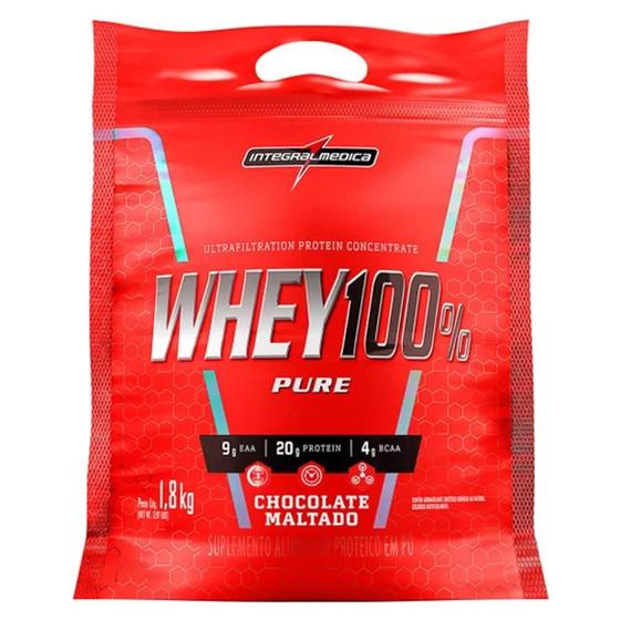 Whey 100% Protein Concentrado Puro Proteinas Chocolate Maltado 1,8Kg ...