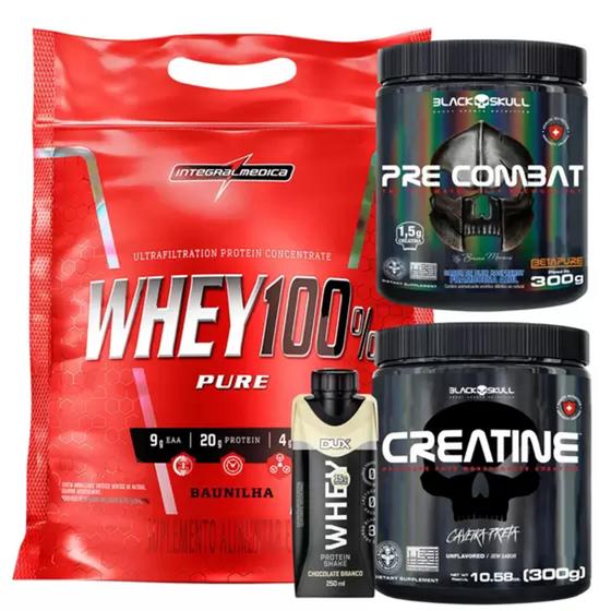 Whey 100 Pure 900g Refil Im Pré Combat 300g Pré Treino