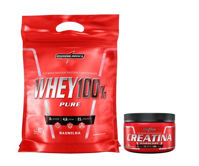 Whey 100 Pure 907g Creatina Hardcore 150g Integralmedica Kit De