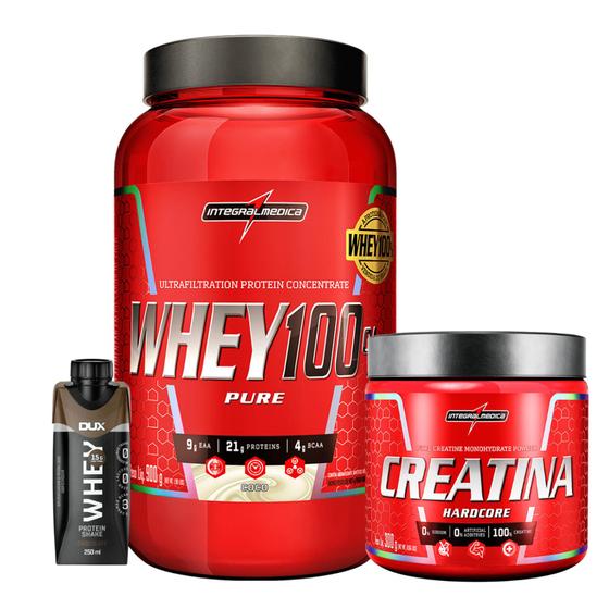 Whey 100% Pure Protein Concentrado 900g - Integral + Creatina 300g - Im ...
