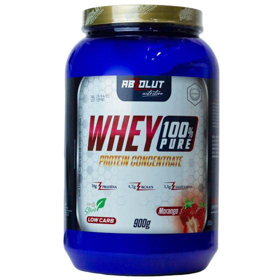 Whey 100% Pure Sabor Morango 900G - Absolut Nutrition - Whey Protein - Magazine Luiza