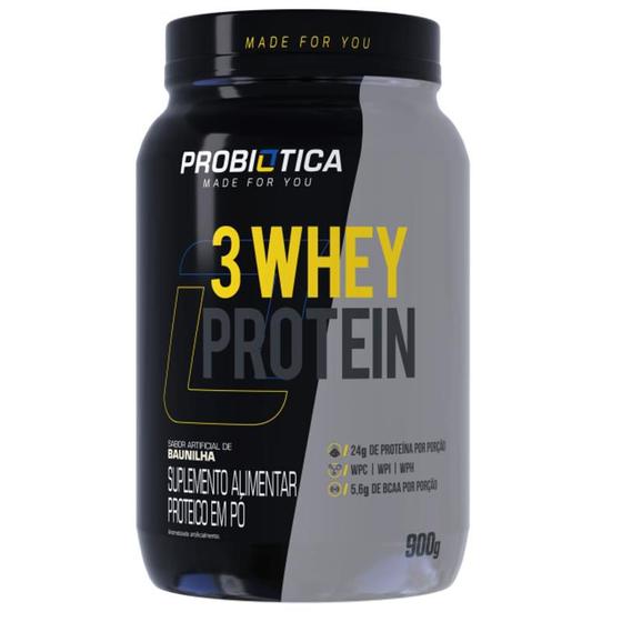Whey 3w 900g - Isolado Concentrado Hidrolisado - Probiótica - PROBIÓTICA 12% - Whey Protein ...