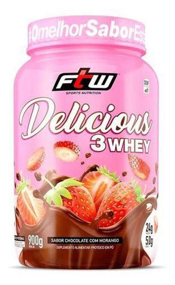 Whey Delicious 3whey Chocolate Com Morango 900g Ftw - Whey Protein ...
