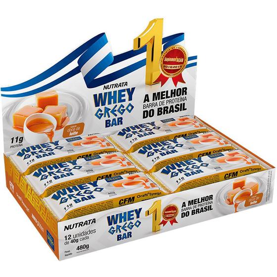 Whey Grego Bar Barra de Proteínas Nutrata em Caixa de 480g Pacote 12 UN ...
