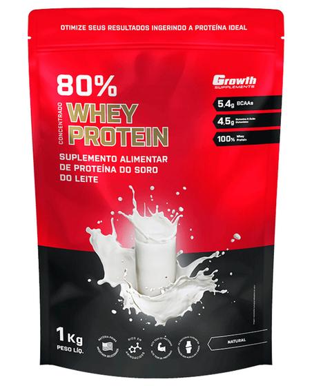 Whey Growth 80% Proteína Whey Protein 1kg - Growth Supplements - Massa ...
