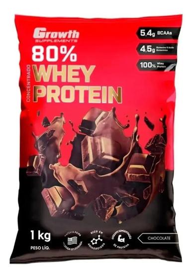 Whey Growth Concentrado 80 Protein Supplements 1kg Sabores Growth
