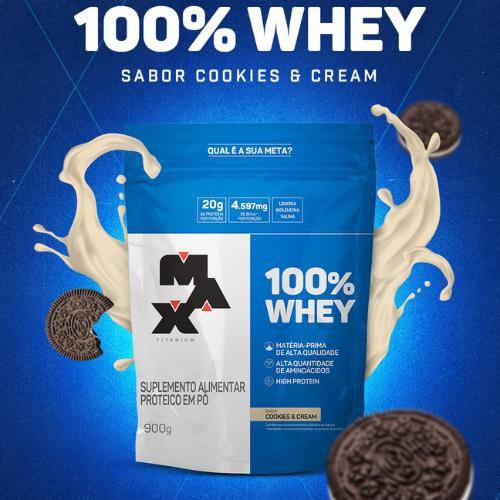 Whey Max Titanium 100% - Refil 900g - Cookies Cream - Whey Protein - Magazine Luiza