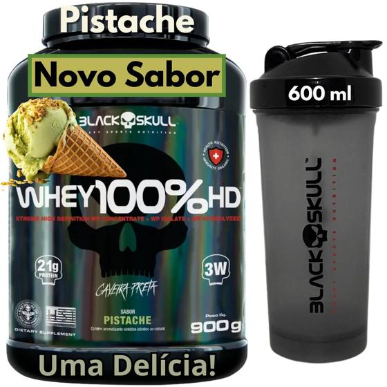 Whey Protein 100% HD Pure POTE 900g + COQUETELEIRA 600ml - Kit Black Skull Whey 100% HD 3W ...