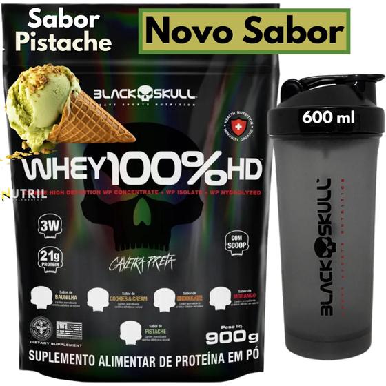 Whey Protein 100% HD REFIL + Coqueteleira 600ml - Kit Black Skull Whey Isolado Concentrado ...